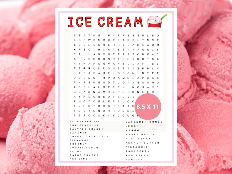 Ice Cream Word Search · Ice Cream Party Game · Ice Cream Social ...