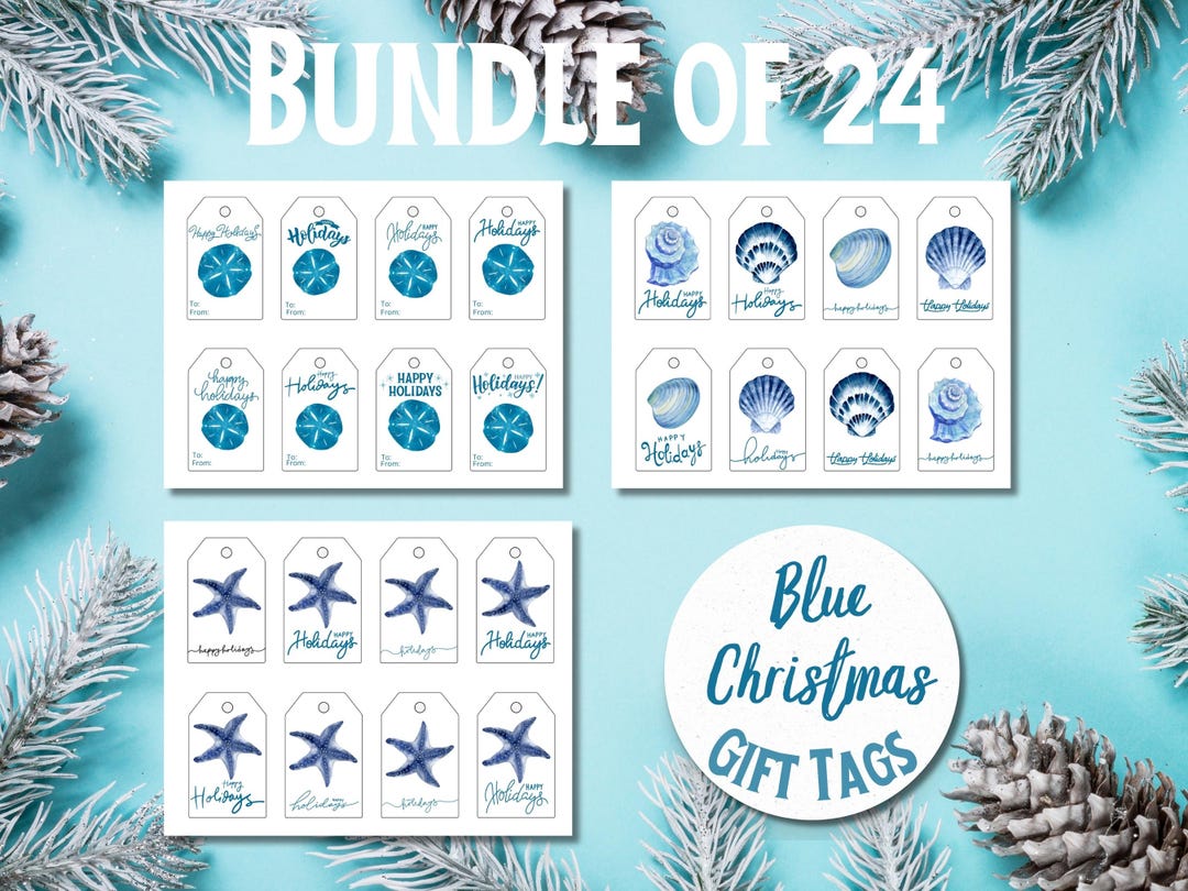 Beachy Christmas, Printable Christmas Tag, Sand Dollar Gift Tag, Sea ...