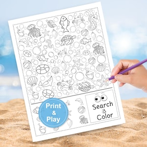 Fun Beach Seek & Find Game for Kids, Printable Activity Page, Coloring ...