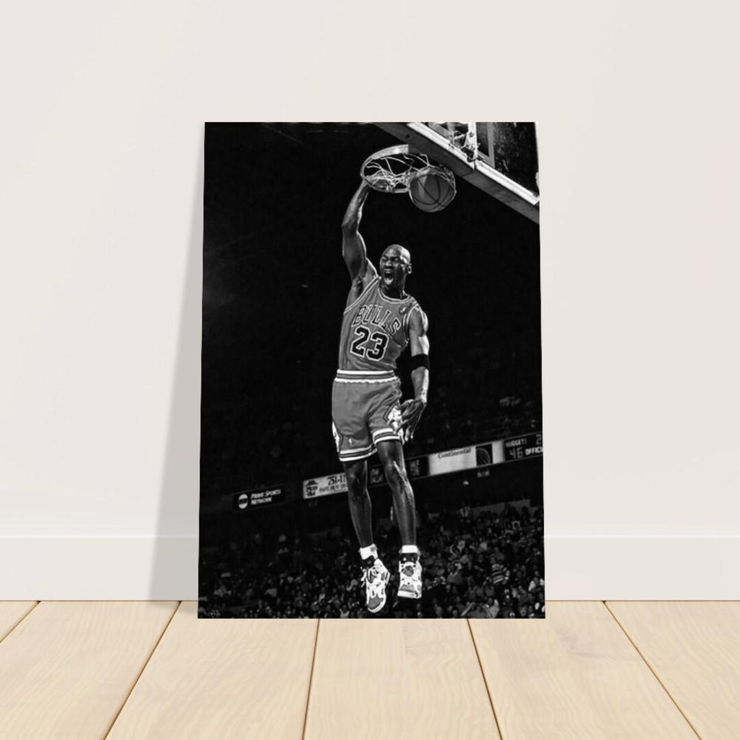 Michael Jordan Dunking Poster Retro Black and White Art Print - Etsy