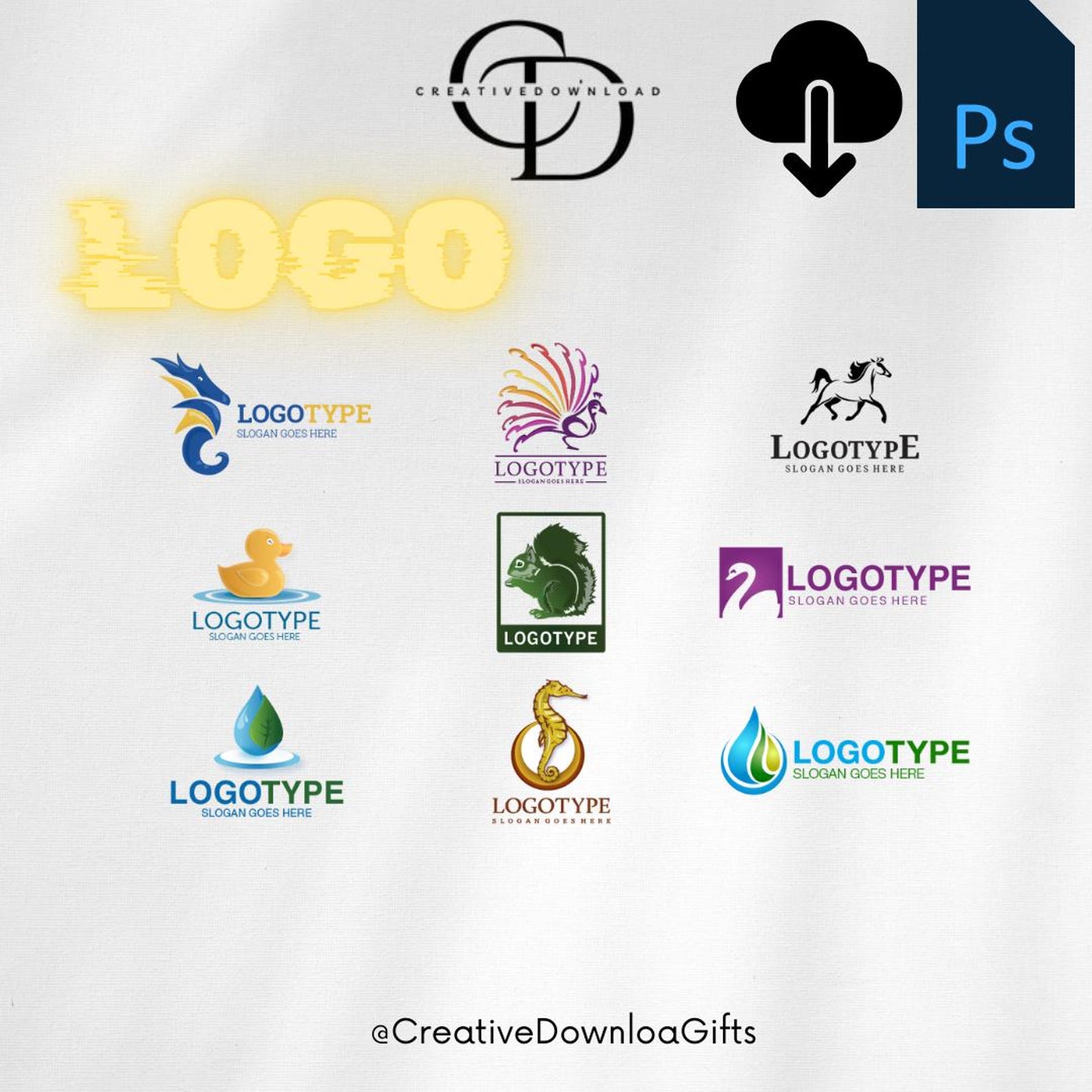 PSD Logo Design Templates Pack – Set of 8 Editable Logos for Branding ...