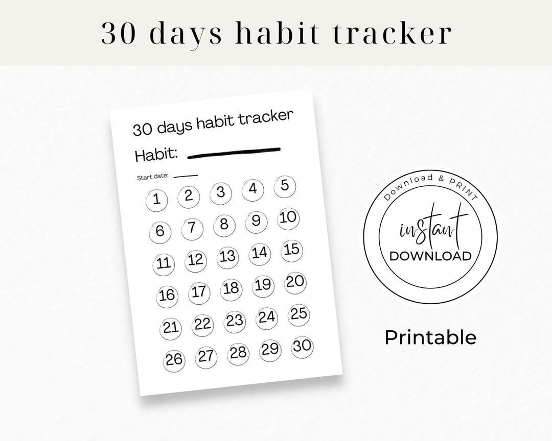 30-days Habit Tracker, Habit Tracker, Printable, Printable 30 Days ...