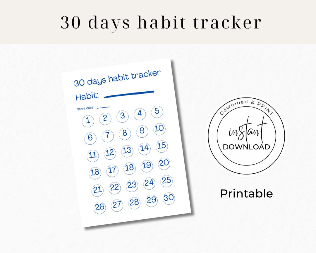 30-days Habit Tracker, Habit Tracker, Printable, Printable 30 Days ...