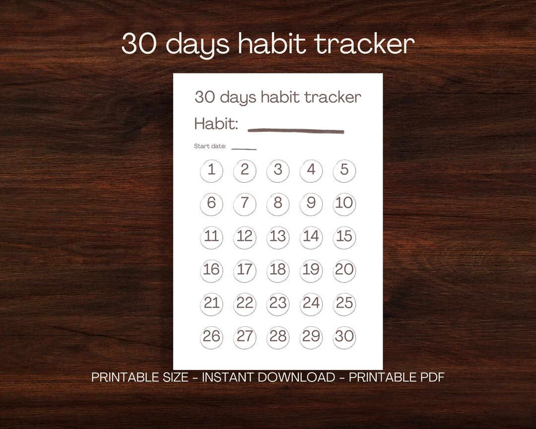 30-days Habit Tracker, Habit Tracker, Printable, Printable 30 Days ...
