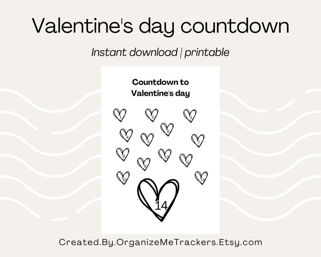 Valentine’s Day Countdown Tracker, 14 Days Countdown, Xoxo, Valentines ...