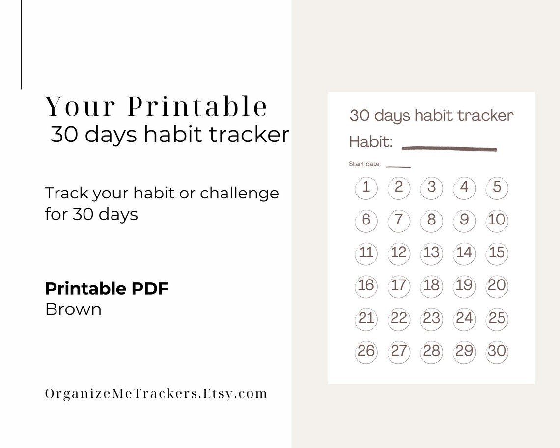 30-days Habit Tracker, Habit Tracker, Printable, Printable 30 Days ...