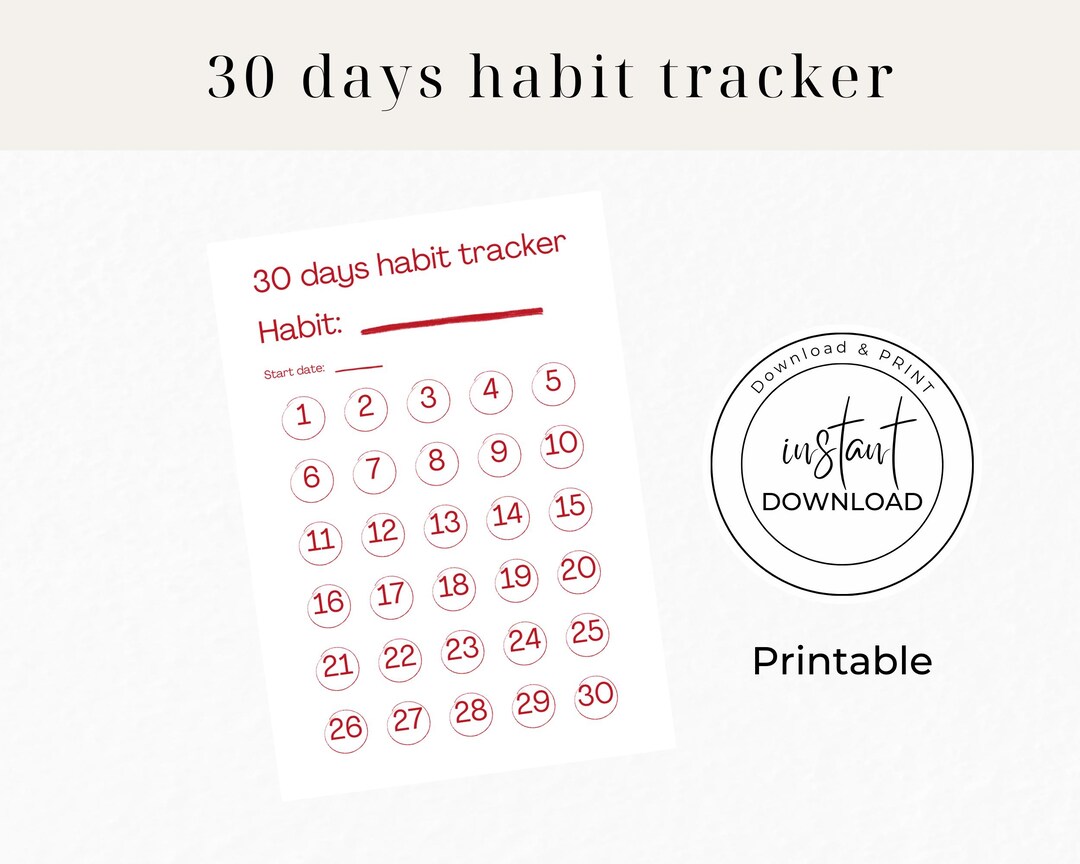 30-days Habit Tracker, Habit Tracker, Printable, Printable 30 Days ...