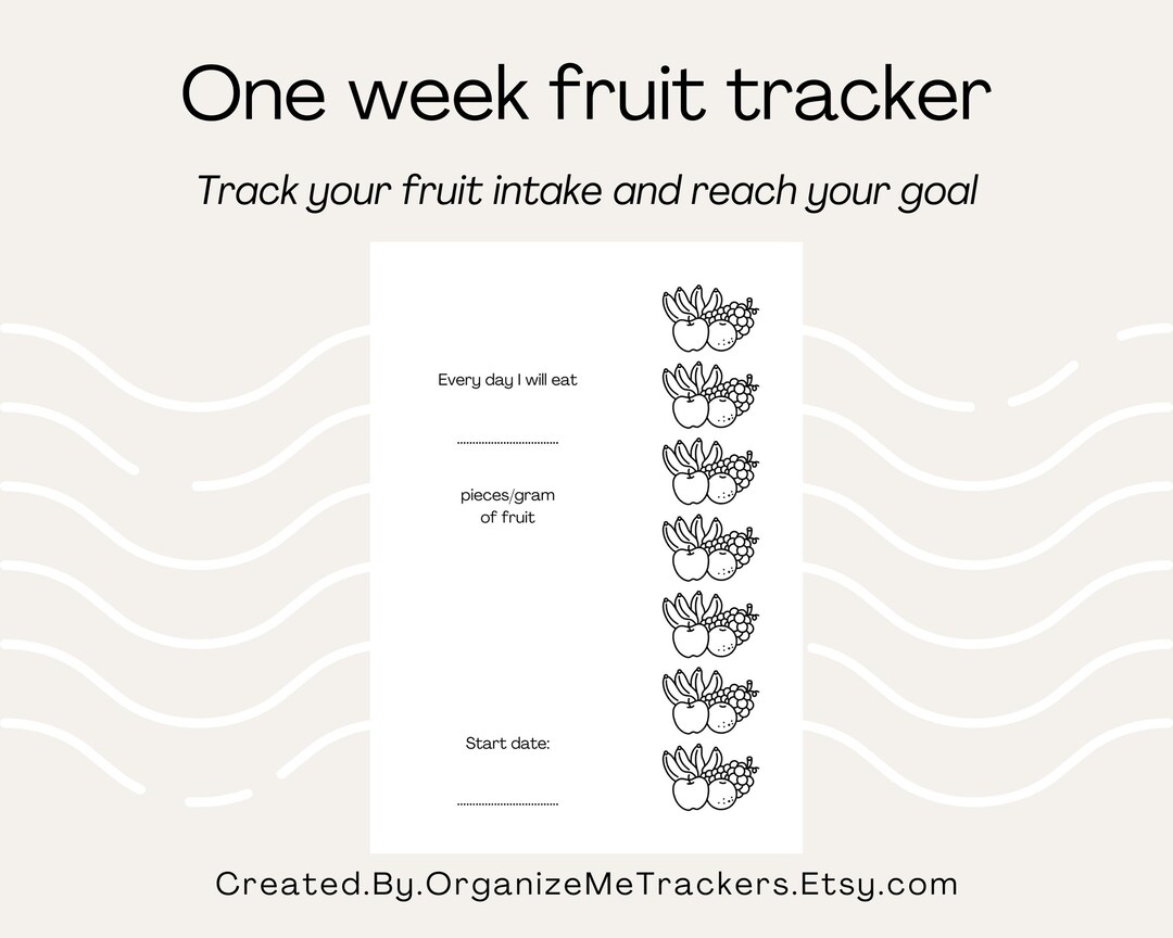 1-month Fruit Tracker - Printable Daily Planner for Healthy Eating and ...