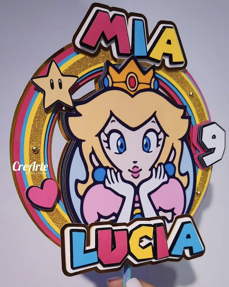 Princess Peach Cake Topper: DIY Party Decoration (PDF & Silhouette ...