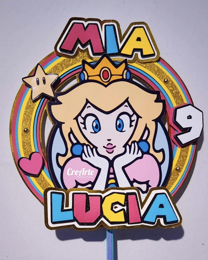 Princess Peach Cake Topper: DIY Party Decoration (PDF & Silhouette ...
