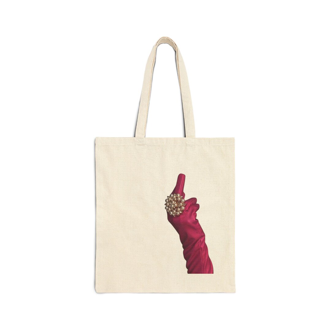 Funny Classy Middle Finger Pink Glove Tote Bag, Cotton Canvas Handbag ...