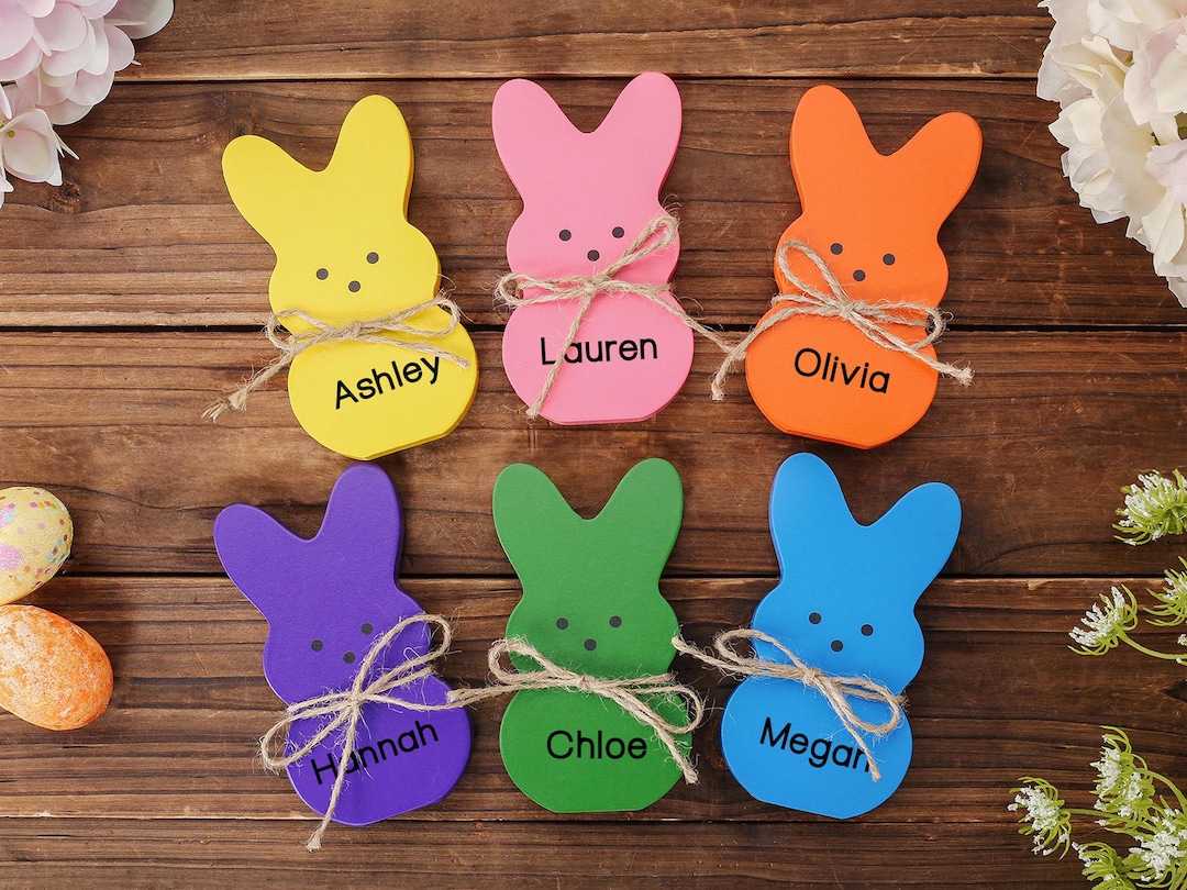 Personalized Easter Peeps, Wooden Easter Bunnies With Names, Custom ...