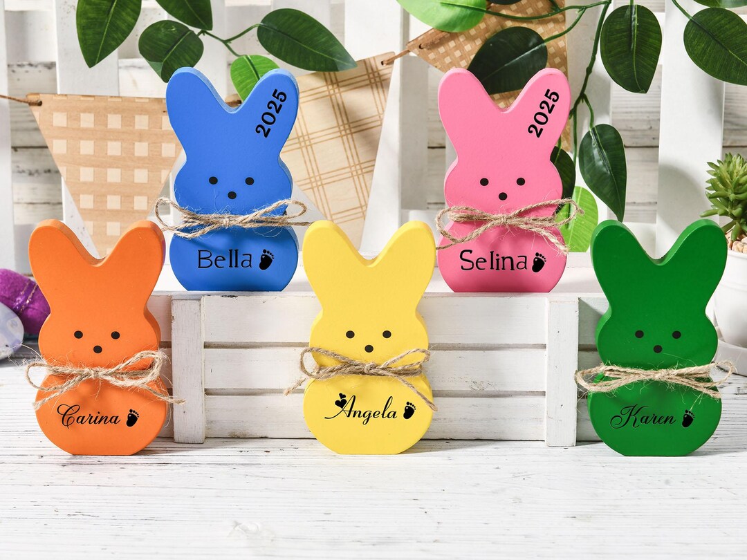 Personalized Easter Peeps, Wooden Easter Bunnies With Names, Custom ...