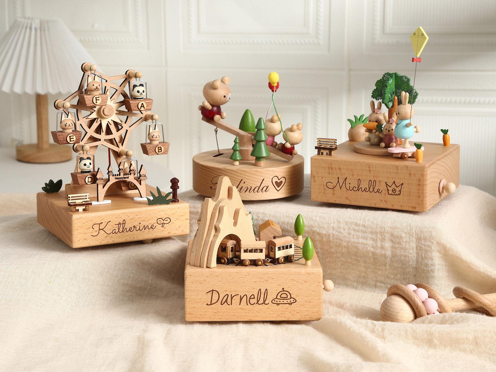 Custom Wooden Carousel Musical Box, Engraved Name Music Box,sensory ...