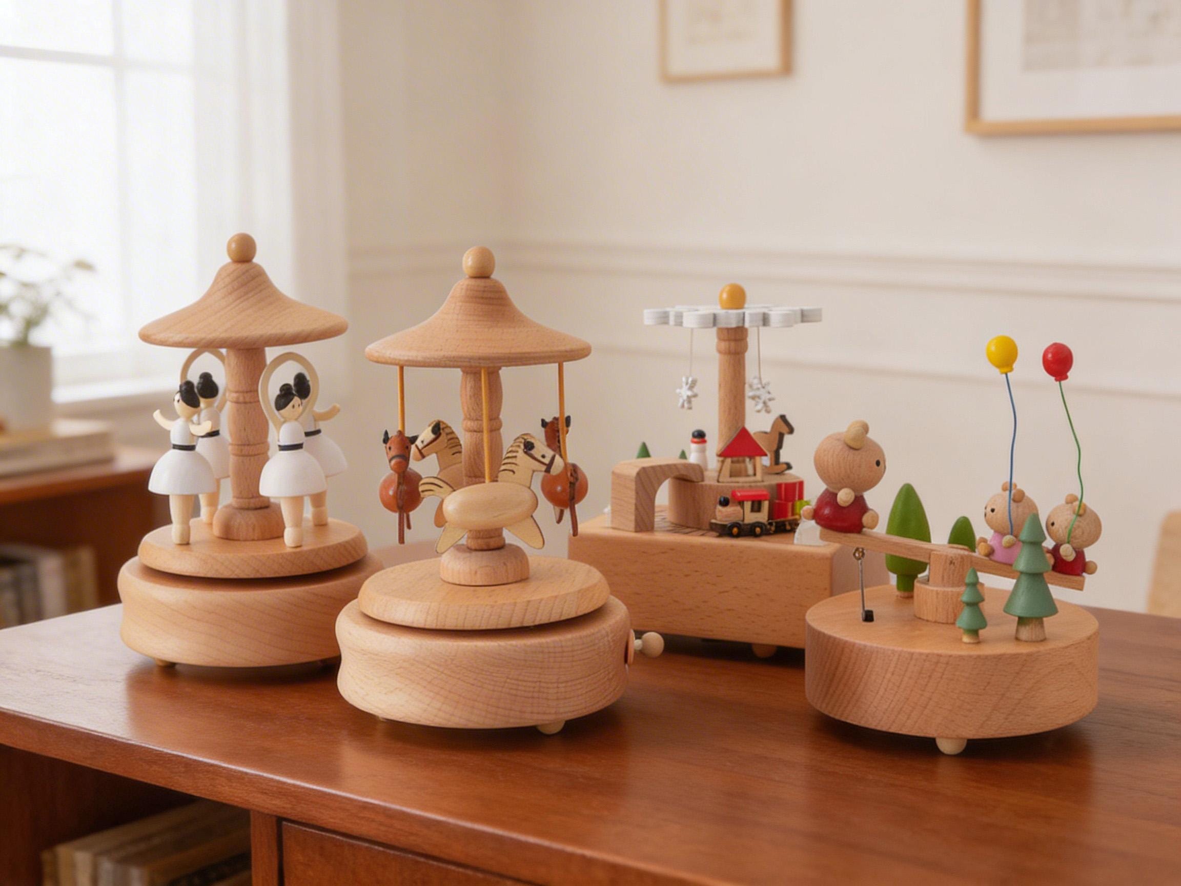 Personalized Wooden Music Box, Engraved Name Carousel Melody, Custom ...