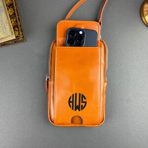 Personalized Leather Men's Phone Case and Bag, Crossbody Bag, Card ...
