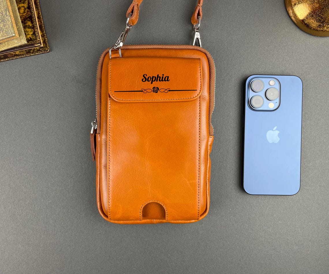 Personalized Leather Men's Phone Case and Bag, Crossbody Bag, Card ...