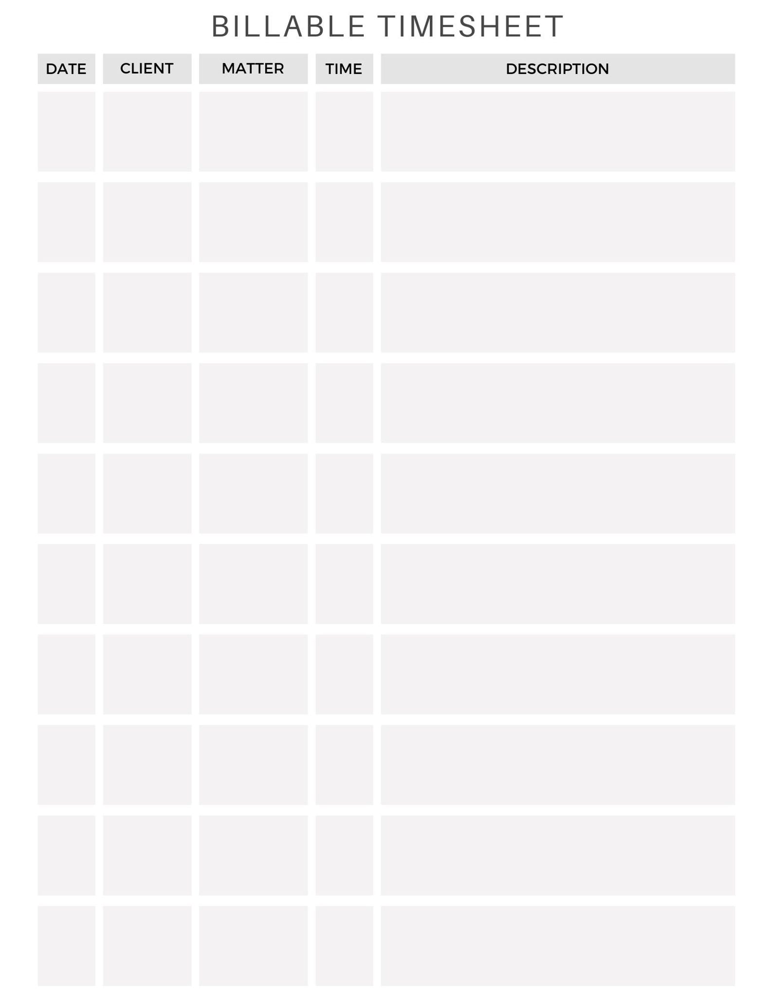 Billable Time Tracker Sheet PDF Printable & Digital Template for ...
