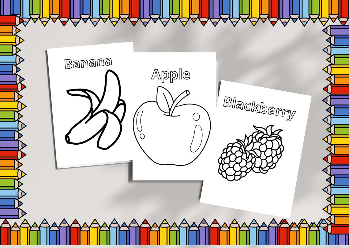 Coloring Book, Fruit Coloring Book, 40 Fruits Easy Coloring, Print ...