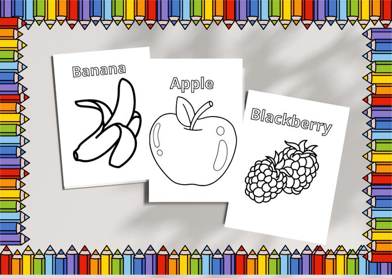 Coloring Book, Fruit Coloring Book, 40 Fruits Easy Coloring, Print ...