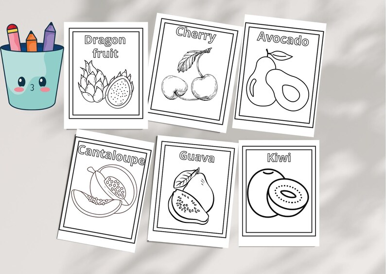 Coloring Book, Fruit Coloring Book, 40 Fruits Easy Coloring, Print ...