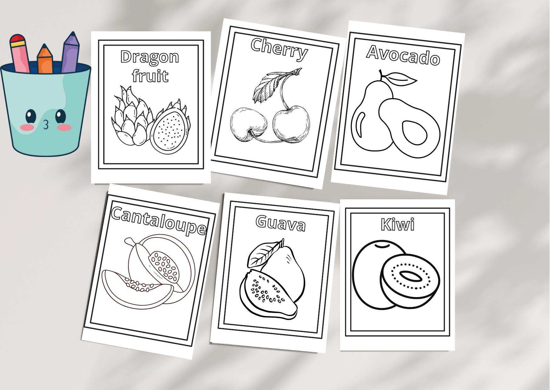 Coloring Book, Fruit Coloring Book, 40 Fruits Easy Coloring, Print ...