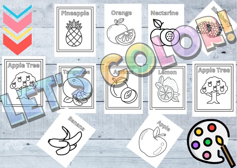 Coloring Book, Fruit Coloring Book, 40 Fruits Easy Coloring, Print ...