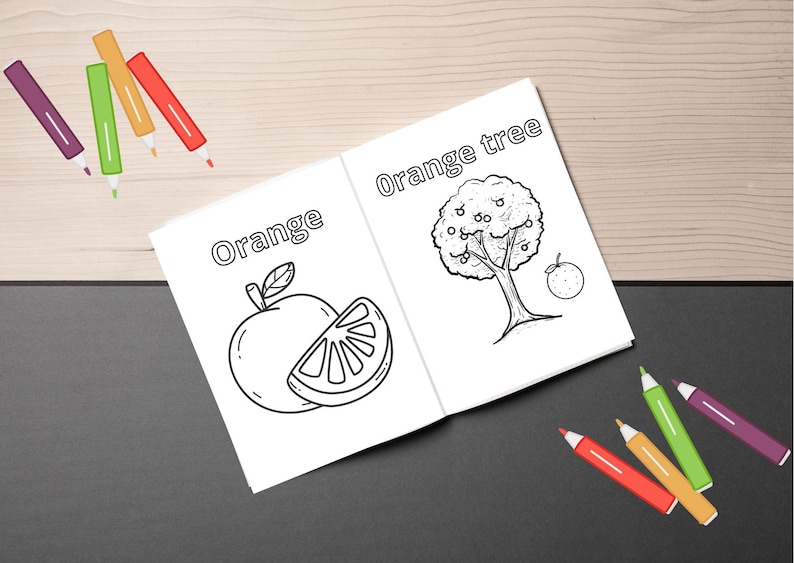 Coloring Book, Fruit Coloring Book, 40 Fruits Easy Coloring, Print ...