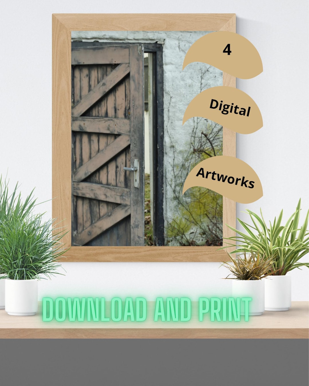 Wall Art, Door Wall Art, Digital Wall Designs, Wall Decor, 4 Old Door ...