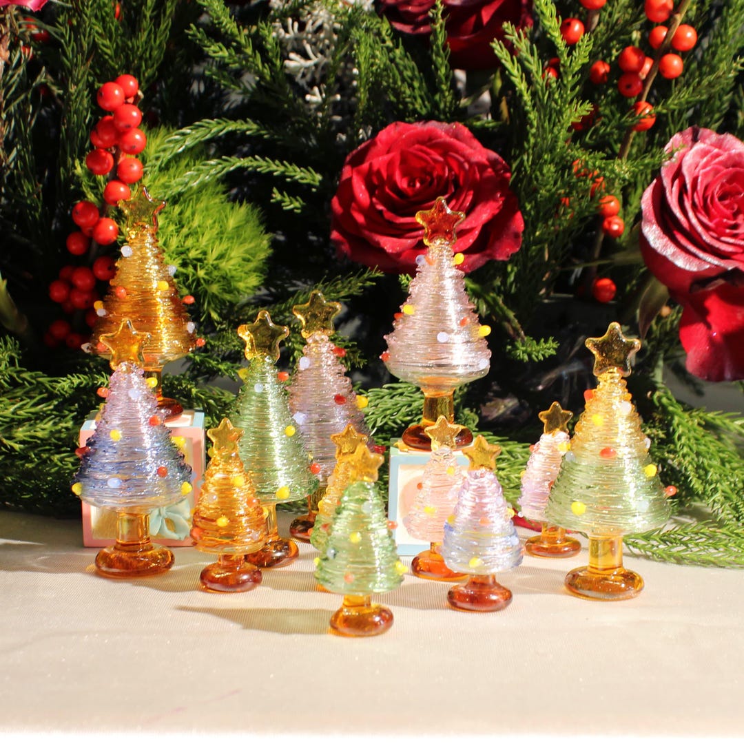 Handmade Blown Glass Christmas Tree,molten Glass Figurine, Small ...
