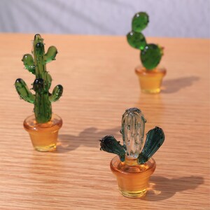 New Home Gifts, Handmade Mini Glass Cactus Flower Glass Cactus,glass ...