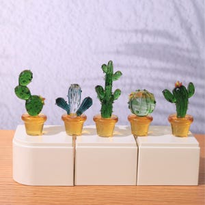 New Home Gifts, Handmade Mini Glass Cactus Flower Glass Cactus,glass ...