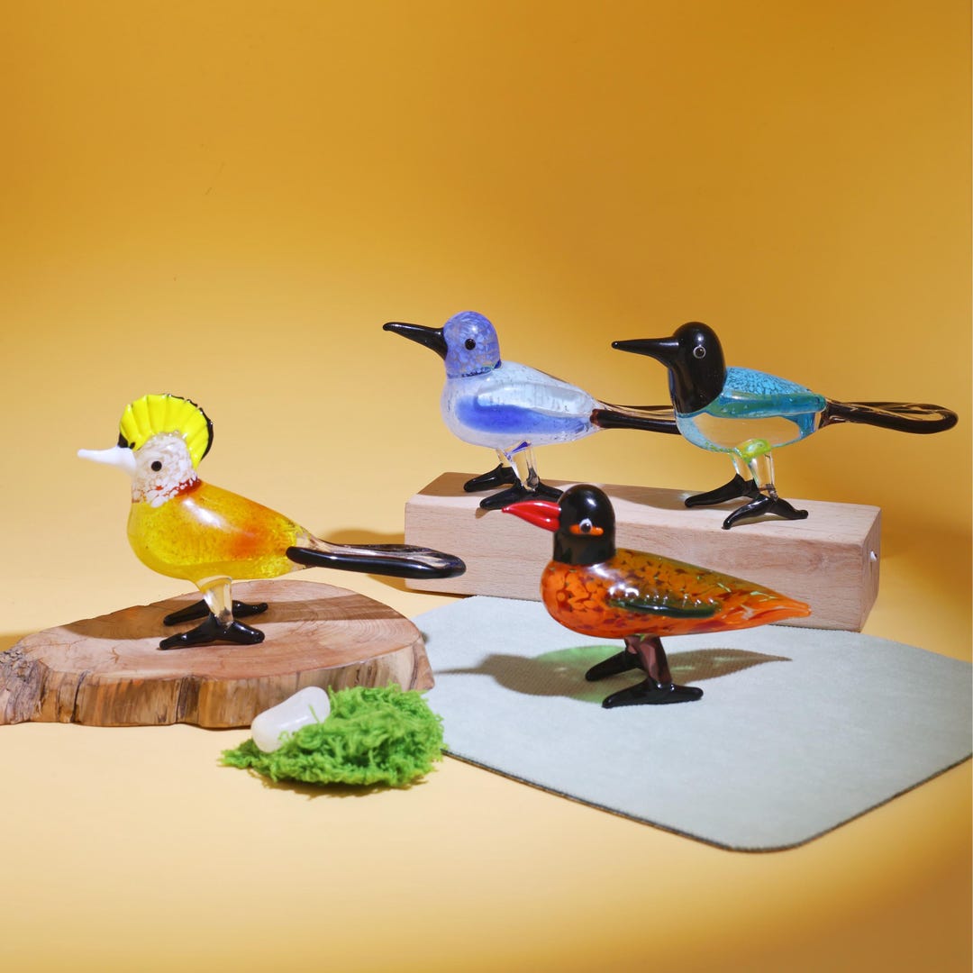 Glass Bird, Hand Blown Glass Bird Figurine, Glass Bird Ornament, Art ...