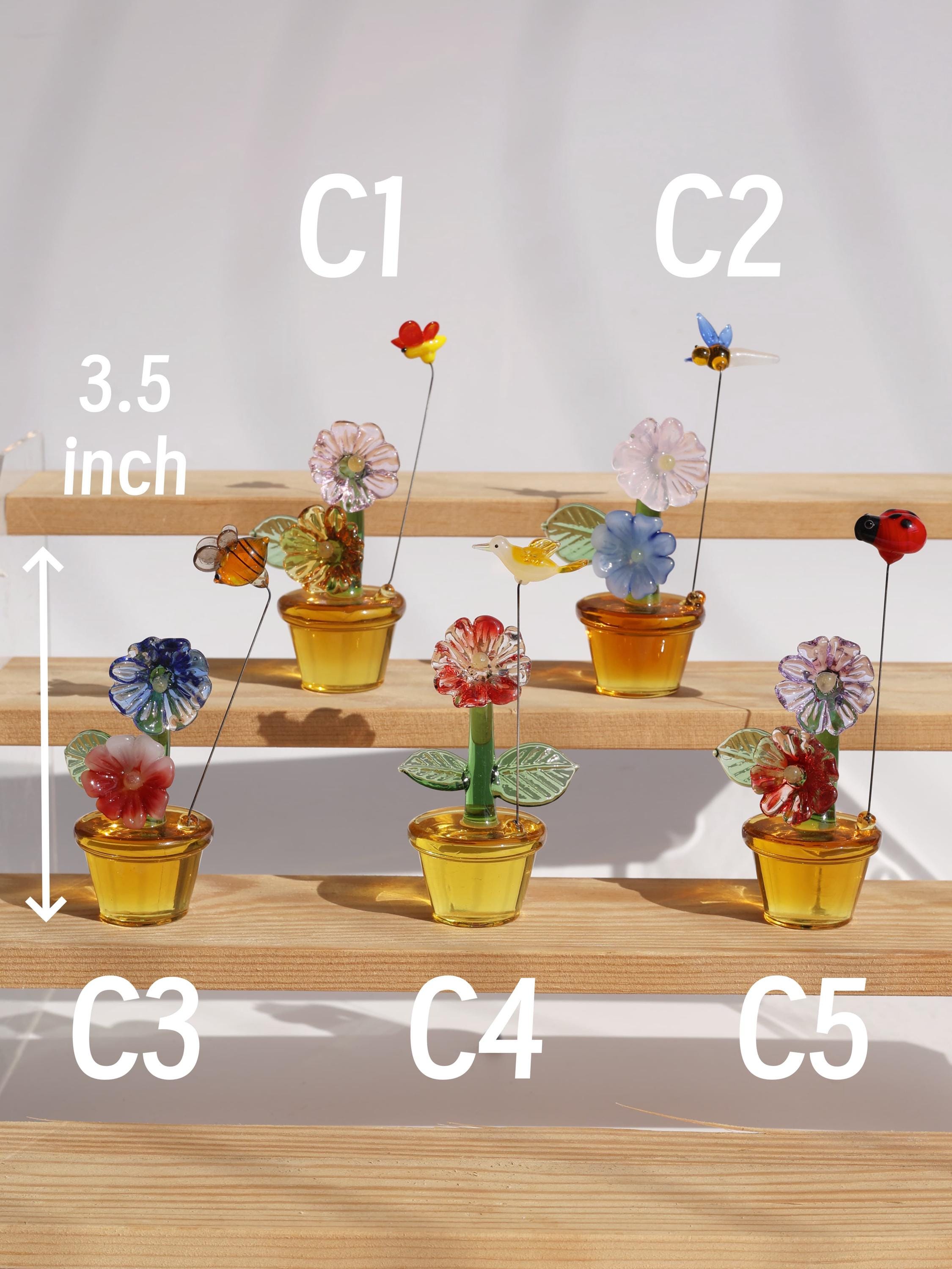 Handmade Blown Glass Plants Succulents Flower Sunflower Lily Rose ...