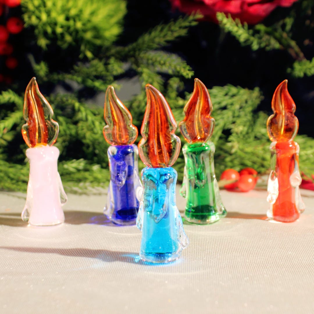 Handmade Blown Glass Candle With Fire,art Glassworks, Molten Glass ...