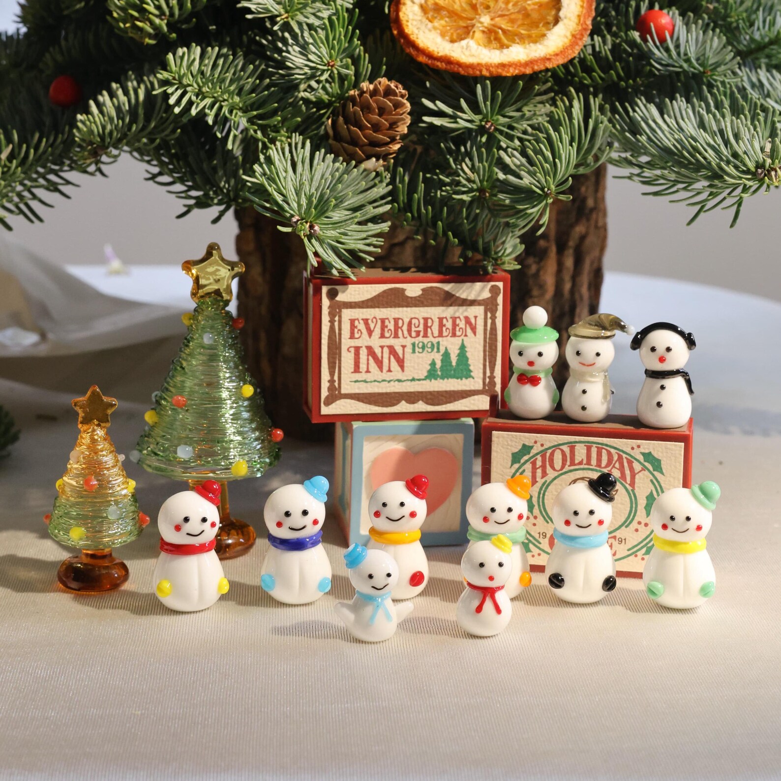 Handmade Blown Glass Snowman,molten Glass Figurine, Small Tiny ...