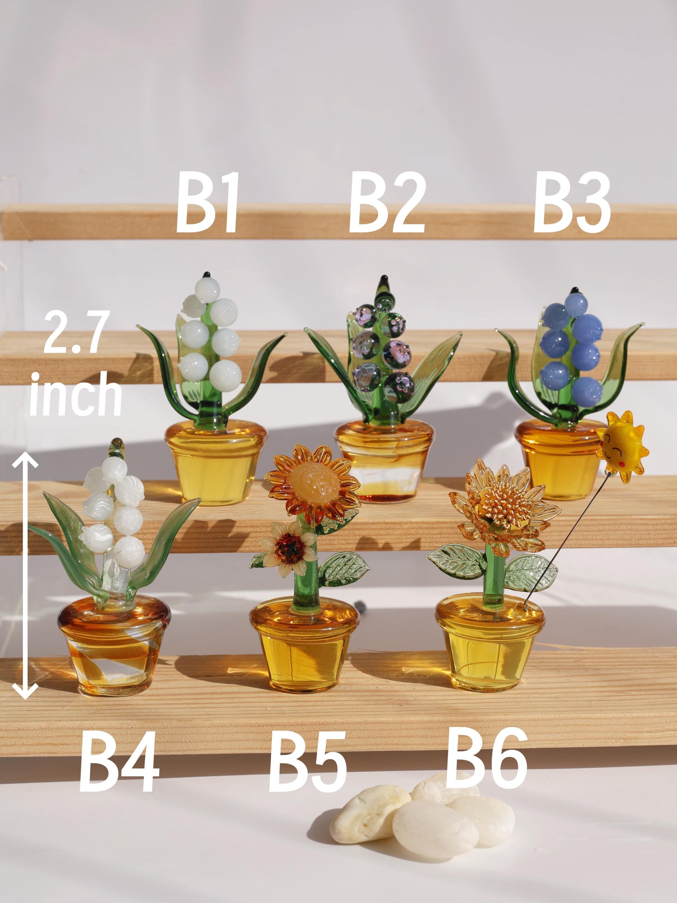 Handmade Blown Glass Plants Succulents Flower Sunflower Lily Rose ...