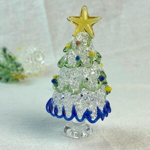 Handmade Glass Christmas Tree Statue, Green Glass Tree Decoration ...