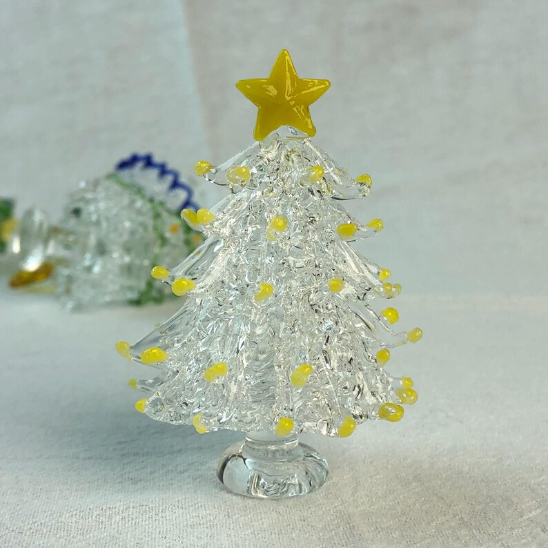 Handmade Glass Christmas Tree Statue, Green Glass Tree Decoration ...