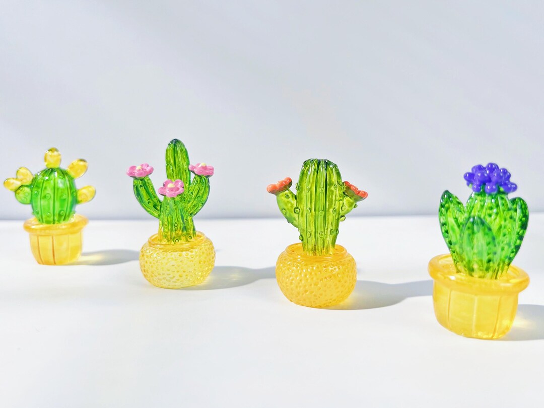 4 Piece Succulent Set, Mini Cactus Set, Resin Succulents, Cactus Lovers ...