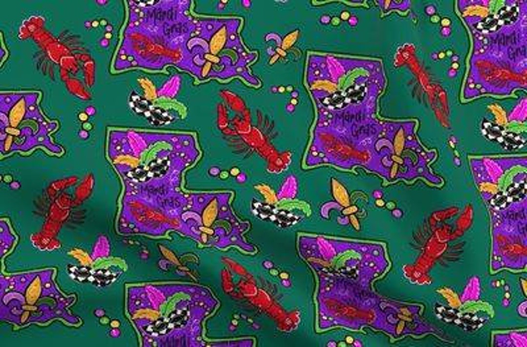 Fabric, Louisiana Crawfish Fabric, Louisiana State Fabric, Mardi Gras ...