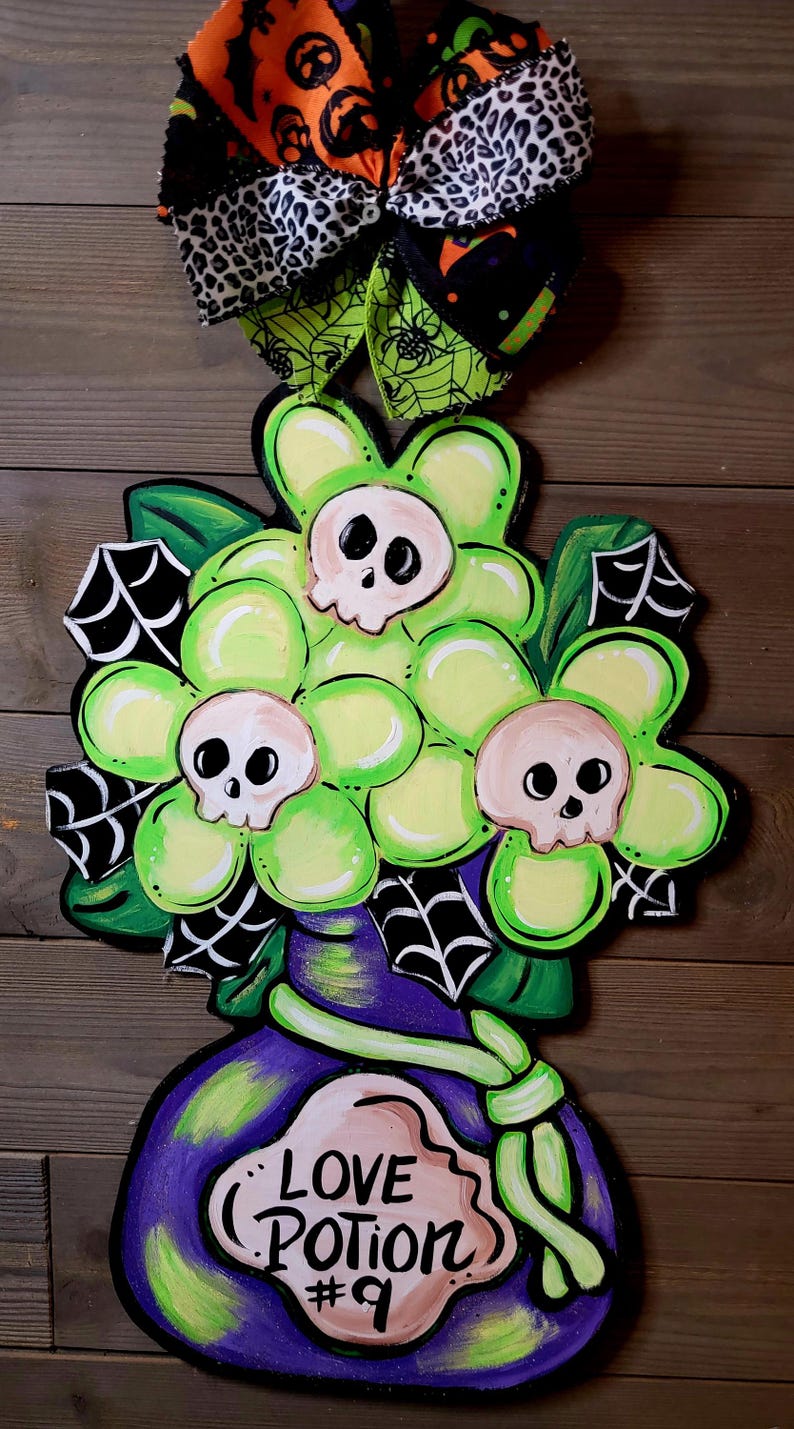 Love Potion Halloween Door Hanger, Fluorescent Witch Decor - Etsy