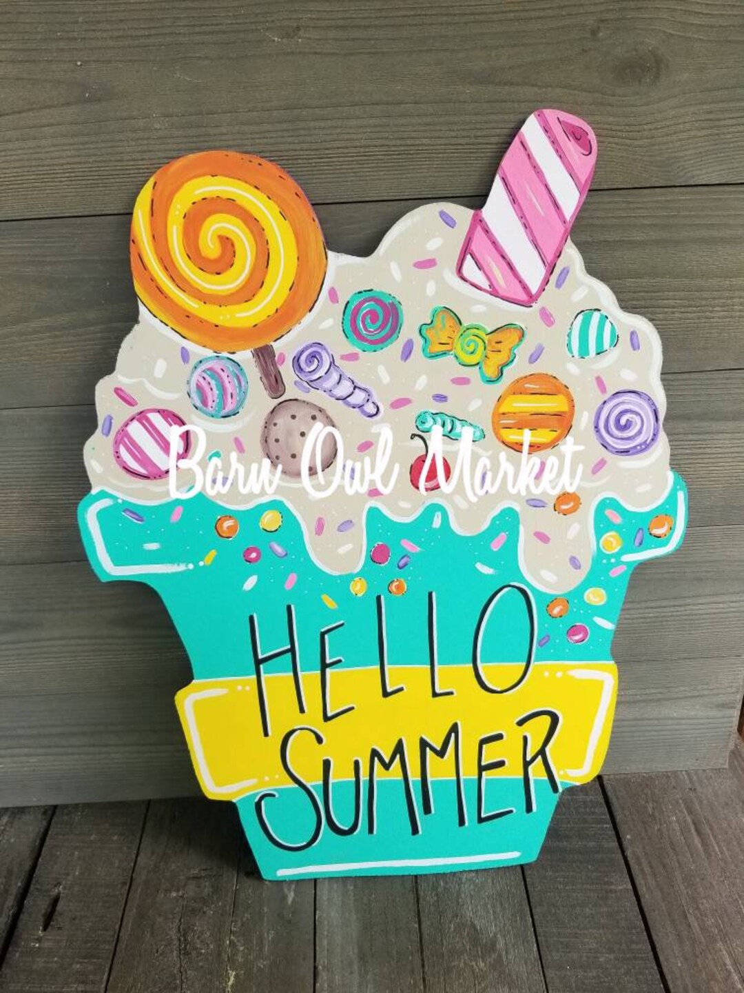 Summer Door Hanger, Summer Sundae Drink Door Hanger, Ice Cream Drink ...