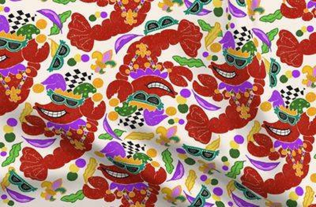 Mardi Gras Crawfish Fabric, Cajun Boil Cotton Poplin - Etsy