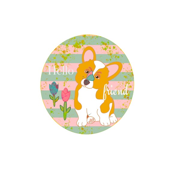 Corgi Template Spring Corgi Template Hello Friend Red Corgi | Etsy