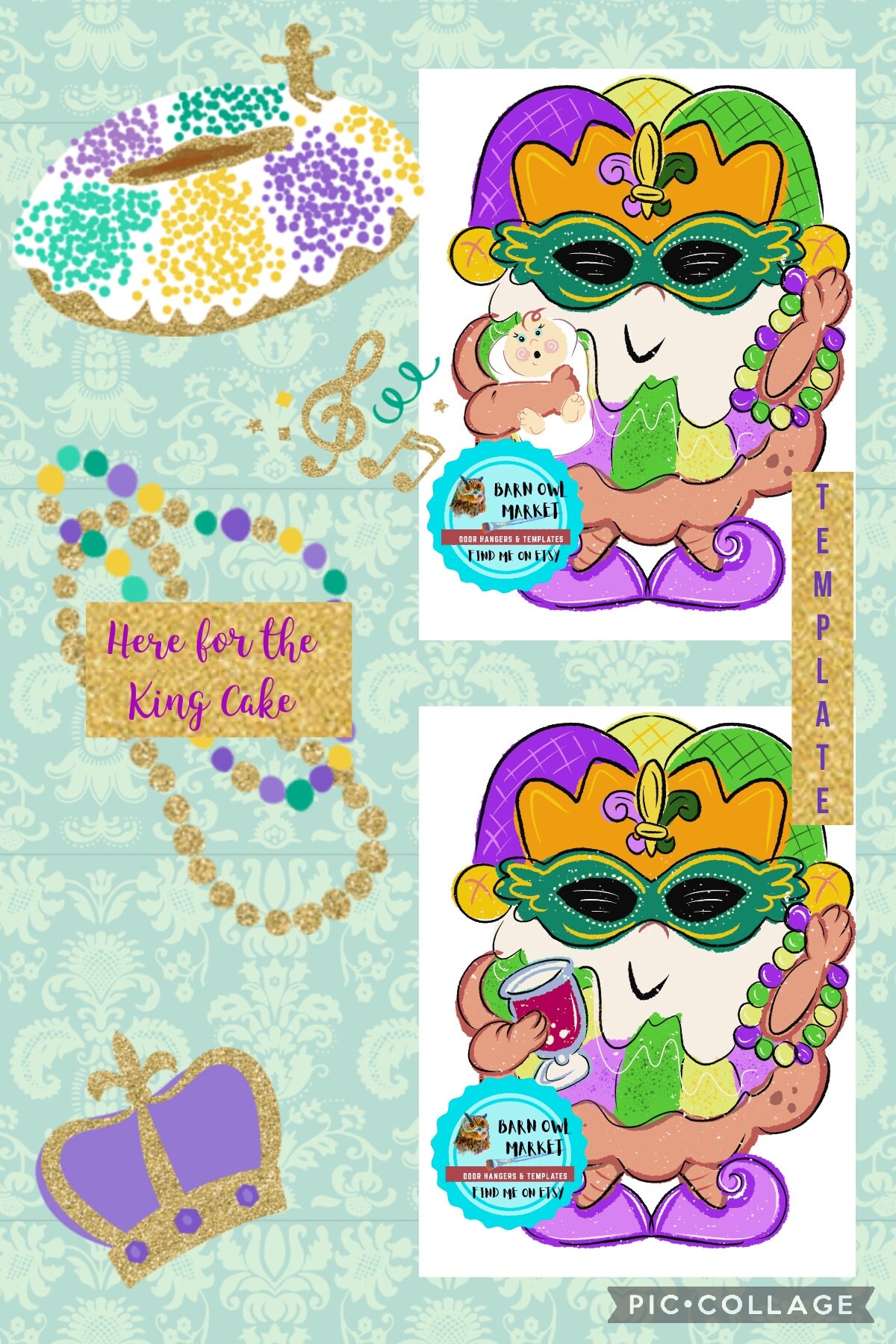 King Cake Template, Mardi Gras Template, King Cake With Beads Template ...