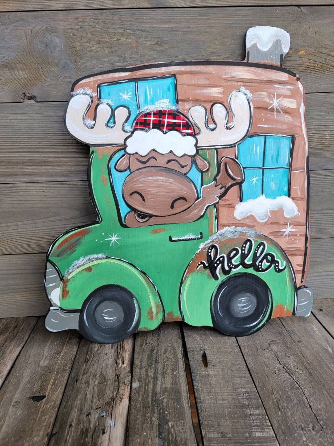 Moose Camper Door Hanger, Rustic Wood Sign - Etsy