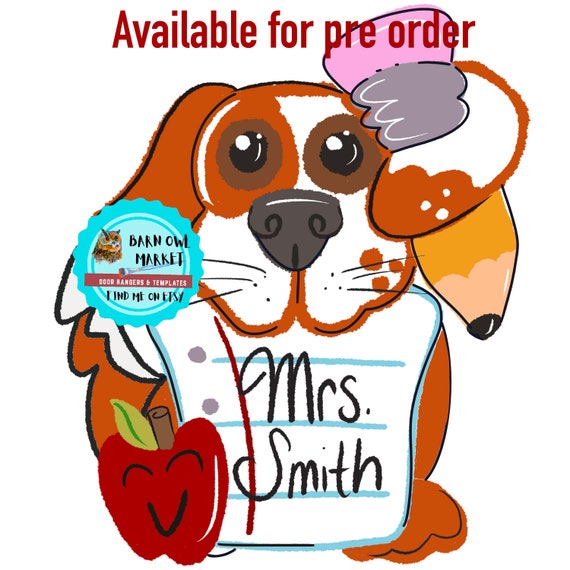 School Pup Door Hanger School Dog Door Hanger Teacher - Etsy