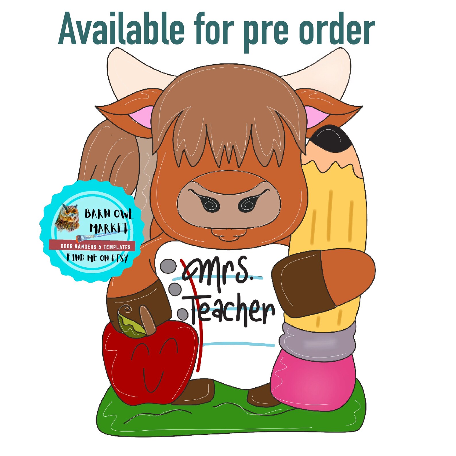 Highland Cow Door Hanger Highland School Cow Door Hanger Cow - Etsy