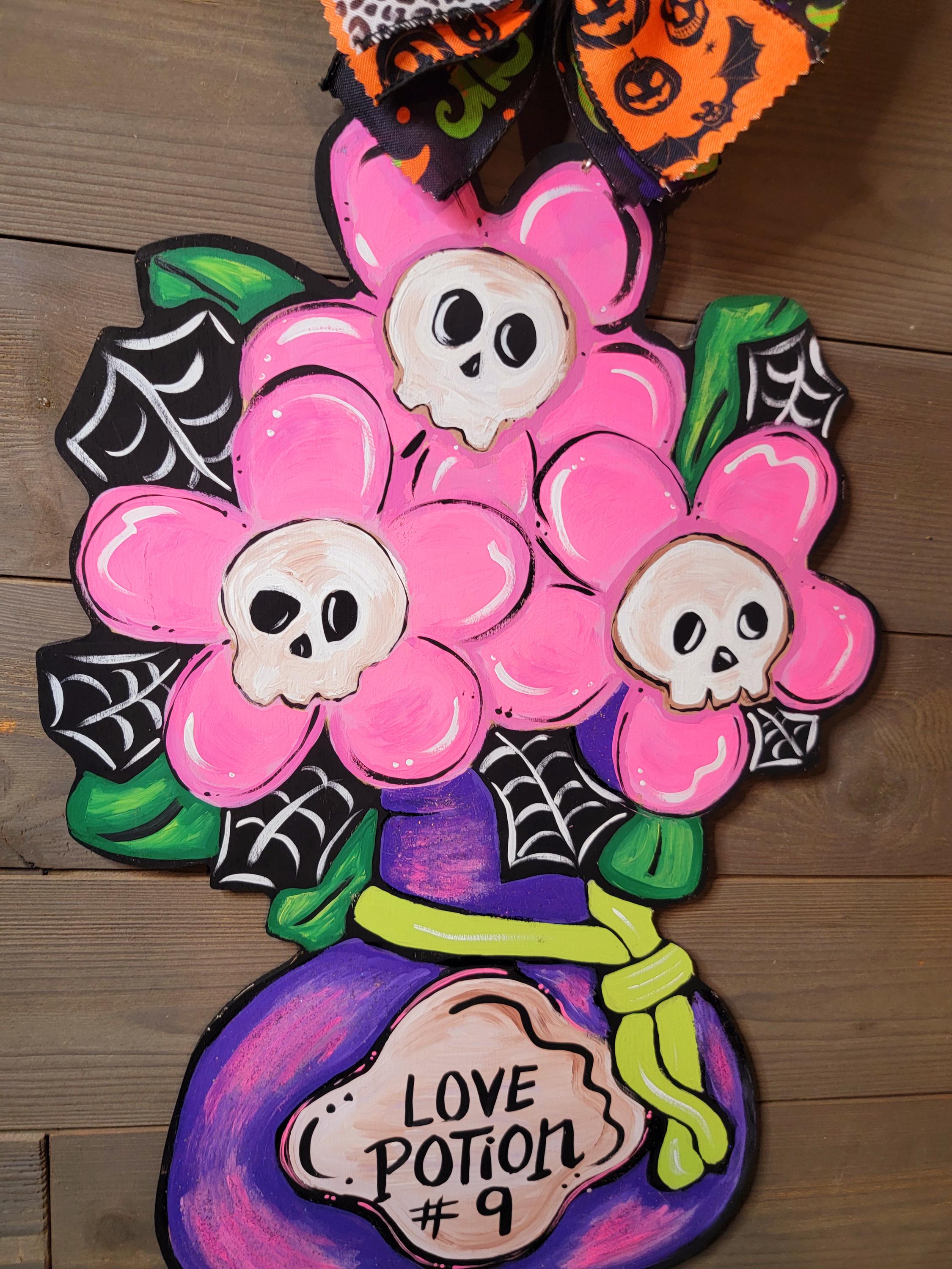 Halloween Door Hanger, Love Potion Door Hanger, Witch Potions Door ...